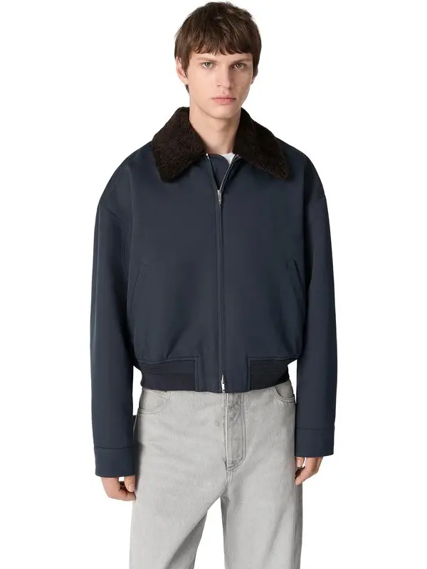 Bottega Veneta Silk And Cotton Twill Bomber Jacket - Abyss