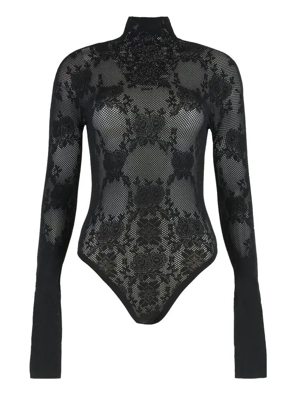 LES FILLES D'EVA Dolcevita Lace Bodysuit - Black
