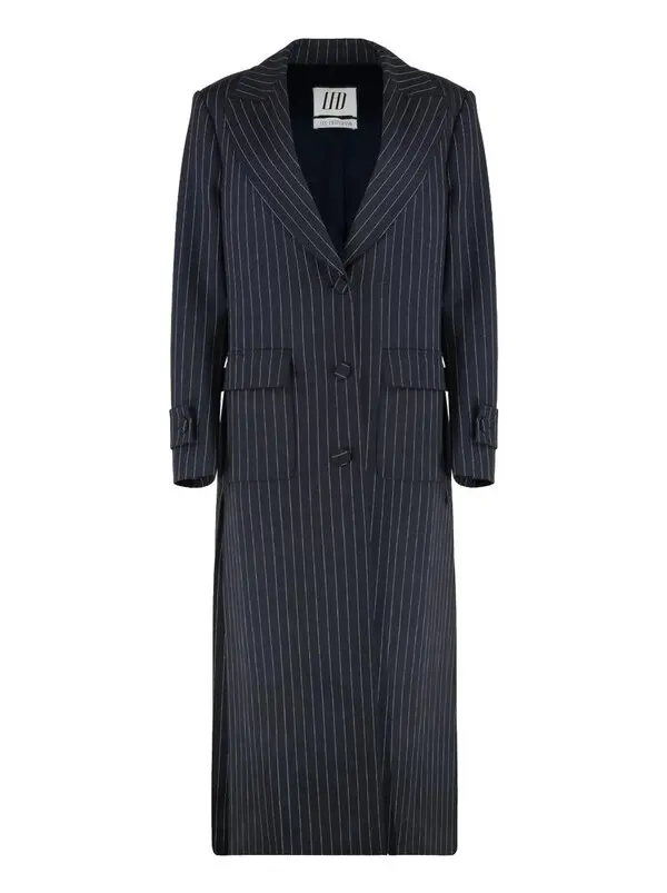 LES FILLES D'EVA Chalk Stripe Long Coat - Blue