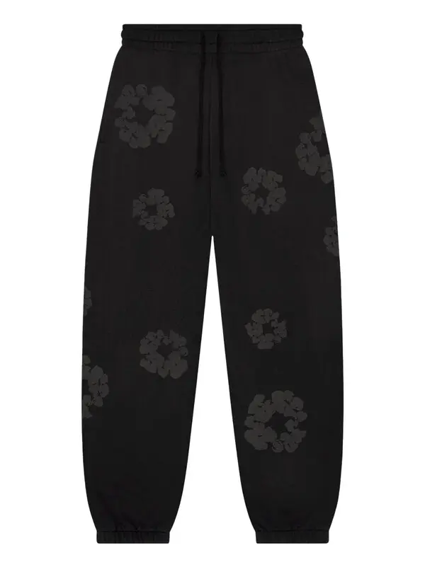 DENIM TEARS Faded Mono Cotton Wreath Sweatpants - Black