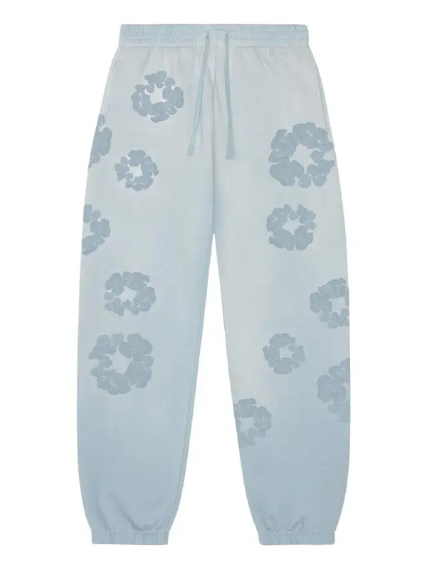 DENIM TEARS Faded Mono Cotton Wreath Sweatpants - Blue