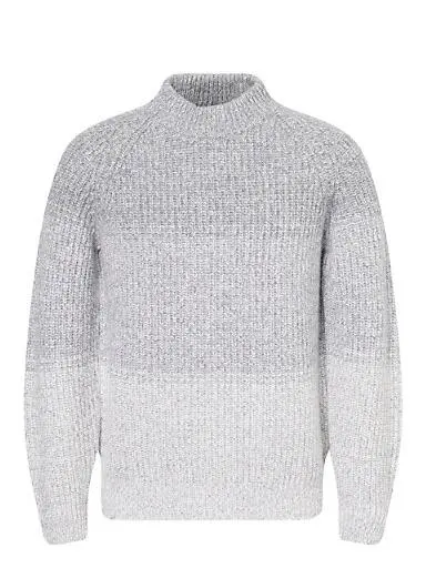 Eleventy Mock-neck Wool-cashmere Knitted Jumper - White, Melange Lt Gray