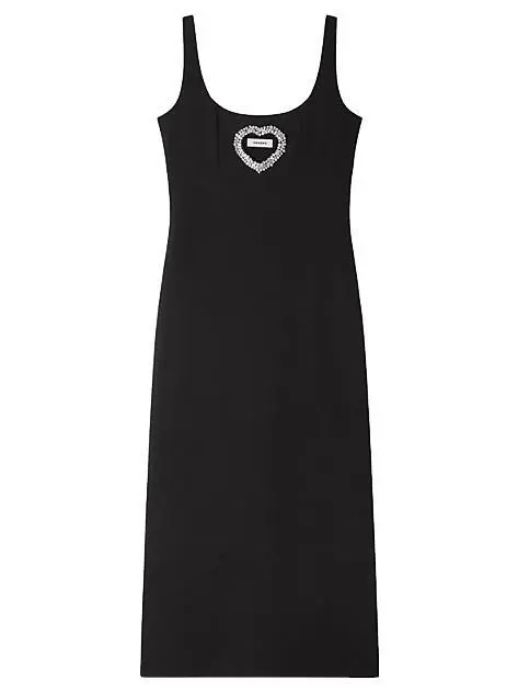 Sandro Sleeveless Rhinestone-heart Maxi Dress - Black