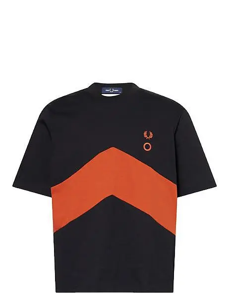Fred Perry X Craig Green Contrast-panel Short-sleeves Cotton-jersey T-shirt - Black