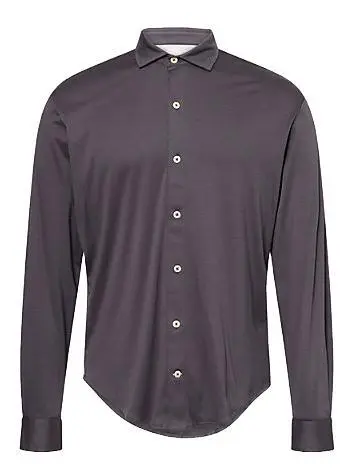 Eleventy Buttoned Long-sleeve Stretch-cotton Polo Shirt - Black