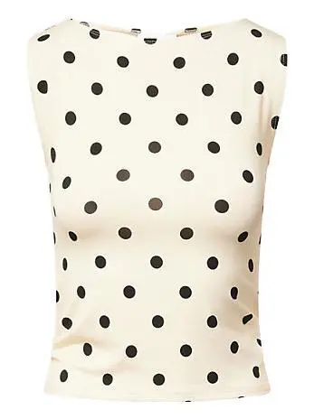 REFORMATION Polka-dot Jersey Top - Sundae Dot