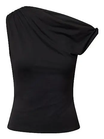 REFORMATION Belle Asymmetric Jersey Top - Black