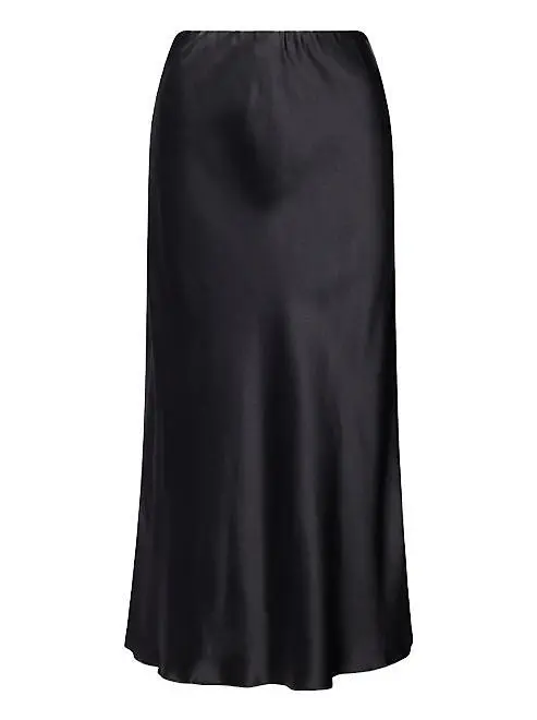 REFORMATION Silk Midi Skirt - Black