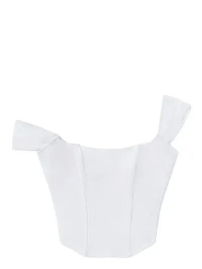 Good American Stretch-cotton Corset Top - White001