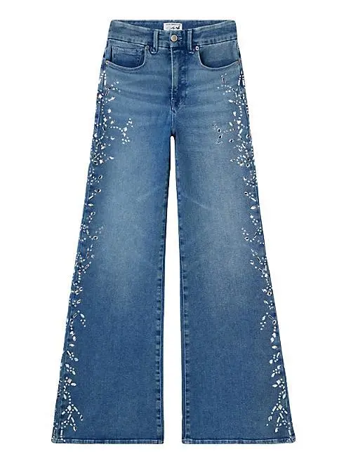 Good American X Dolly Parton Crystal-embellished Palazzo Jeans - Indigo1089