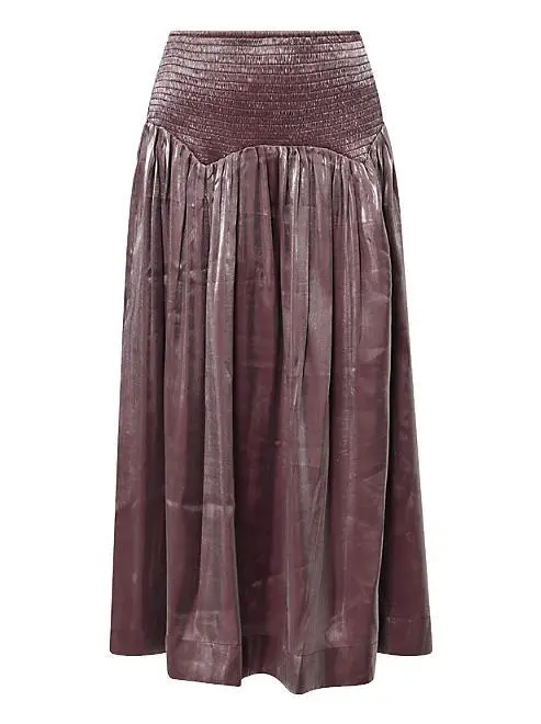 DAMSON MADDER Layla High-waist Woven Midi Skirt - Plum