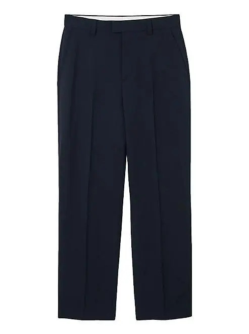 Sandro Regular-fit Wide-leg Wool Trousers - Navy Blue