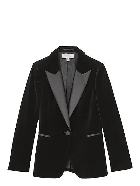 REISS Myrtle Single-breasted Velvet Blazer - Black