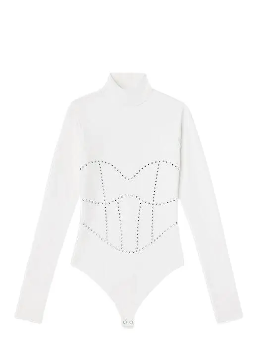 Good American X Dolly's Joleans Crystal-embellished Bodysuit - White001