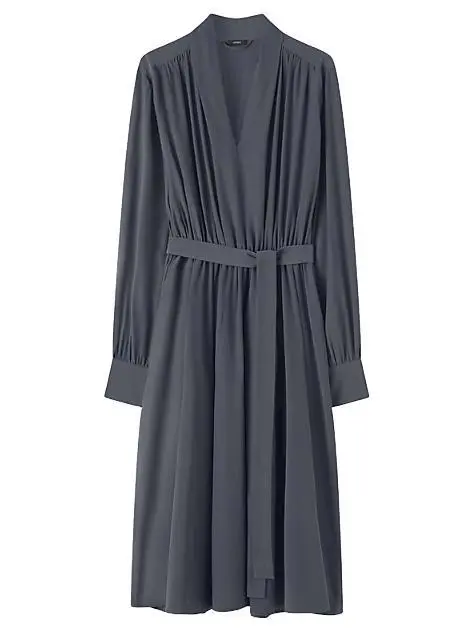 JOSEPH Severin V-neck Silk Dress - Smoke