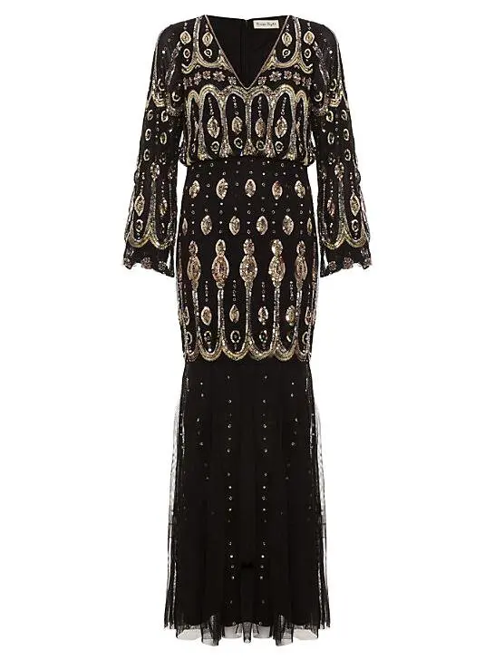 PHASE EIGHT Sequin-embellished Woven Maxi Dress - Black
