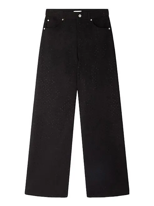 Sandro Rhinestone-embellished Wide-leg Jeans - Black