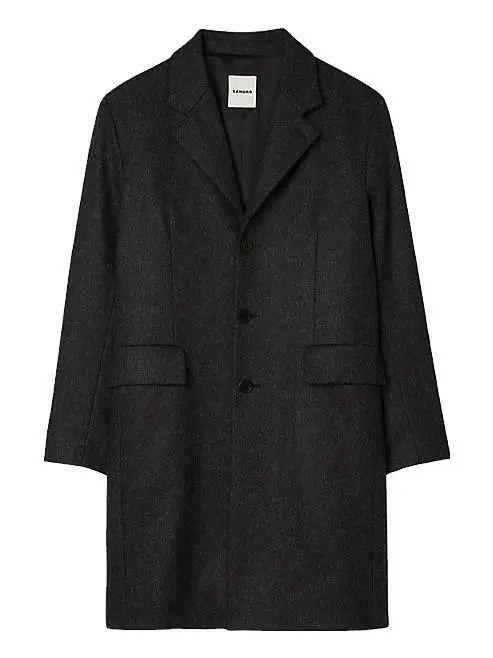 Sandro Lapel-collar Wool-blend Coat - Dark Grey