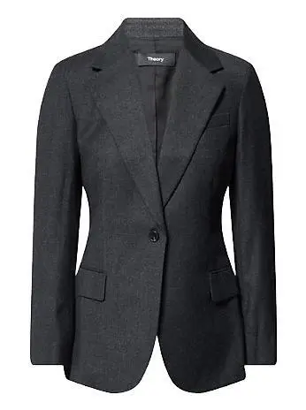 Theory Lynnia Notch-lapels Wool Blazer - New Charcoal