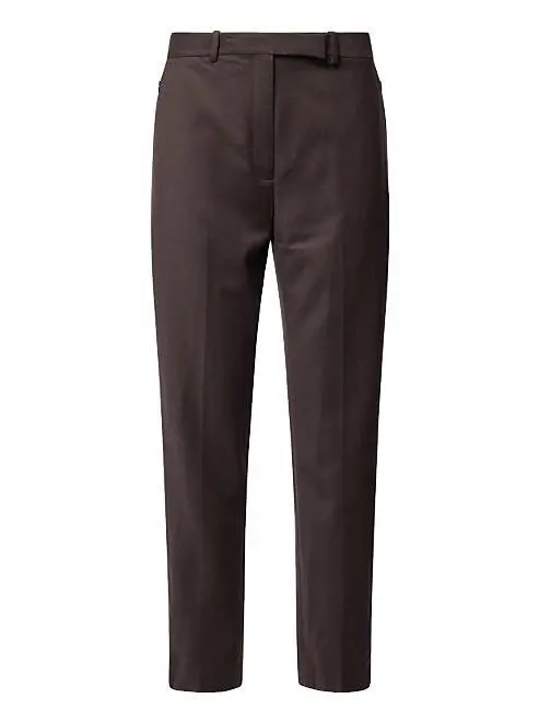 Theory High Waist Tapered-leg Wool Trousers - Cacao
