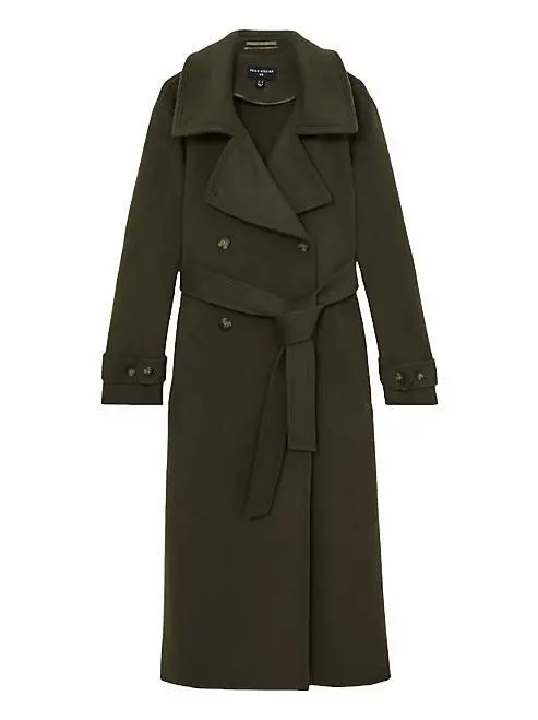 REISS Atelier Scarlett Belted-waist Wool Coat - Khaki