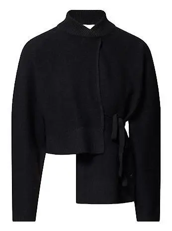 STEL Leeds Asymmetric Wool Cardigan - Black