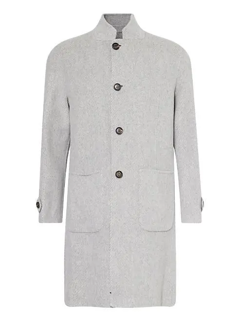 Eleventy Reversible Wool-cashmere Blend Coat - Light Melange Gray