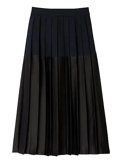 Sandro Pleated High-rise Woven Midi Skirt - Navy Blue