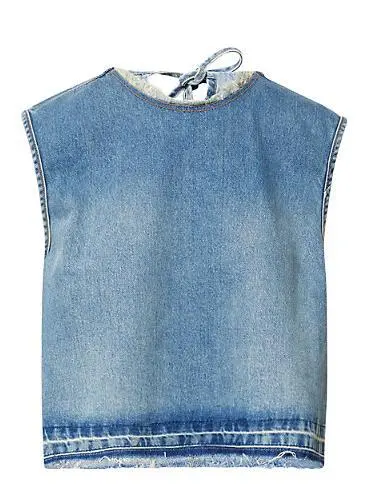 STEL Lagos Cropped Denim Top - Mid Blue Wash