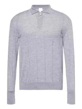 Eleventy Gauge Quarter-zip Wool Polo Top - Medium Gray Sand