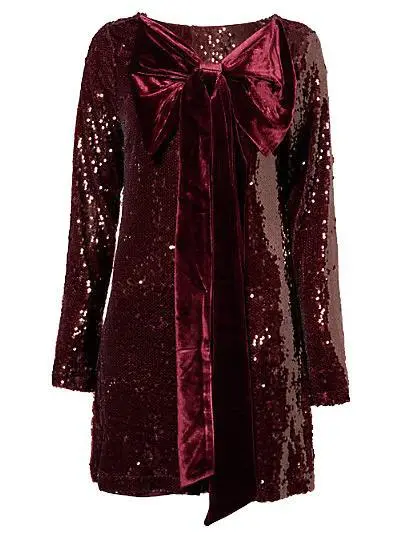 PRETTY LAVISH Brioni Sequin Mini Dress - Wine