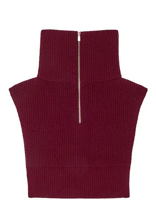 Maje Wool And Cashmere Collar - Burgundy