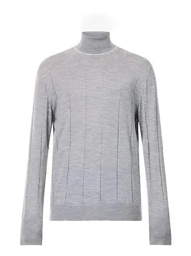 Eleventy Quarter-zip Wool Polo Top - Medium Gray Sand