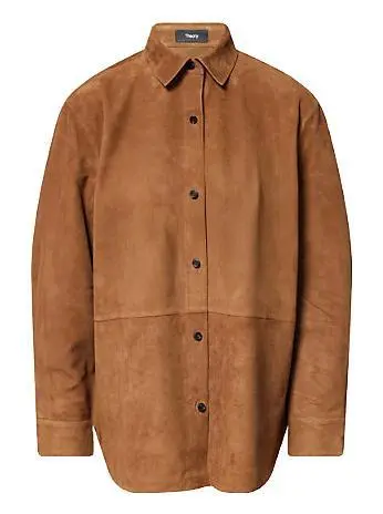 Theory Relaxed-fit Suede Shirt - Deep Tobacco