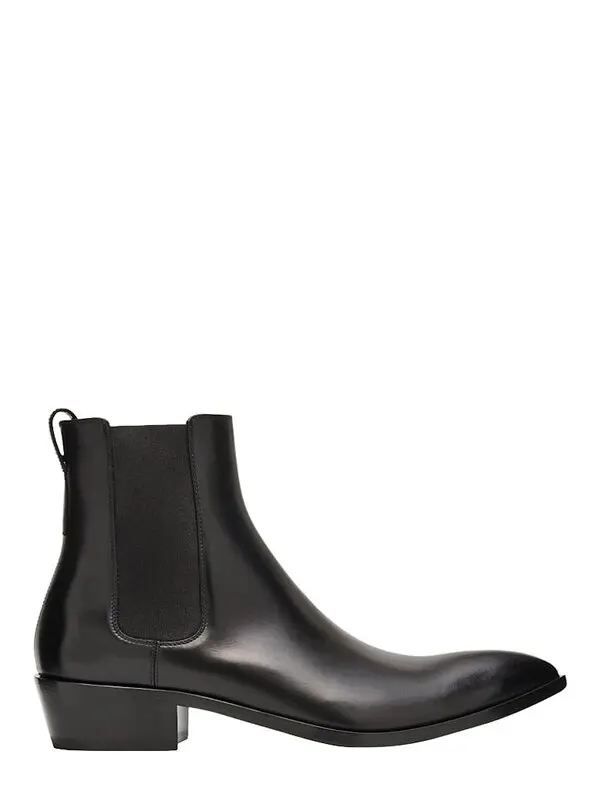 TOM FORD Burnished Leather Chelsea Boots - Black