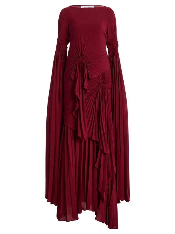 GEORGIA HARDINGE Waterfall Convertible Plisse Maxi Dress - Red