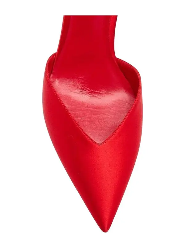 Rene Caovilla Snake Strass Satin Pumps - Red