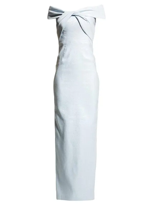 Rickie Freeman For Teri Jon Jacquard Twist Gown - Ice Blue