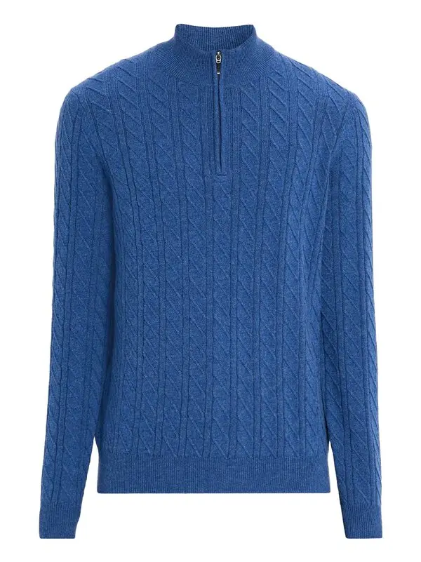Neiman Marcus Cashmere Cable Knit Quarter-zip Sweater - Washout