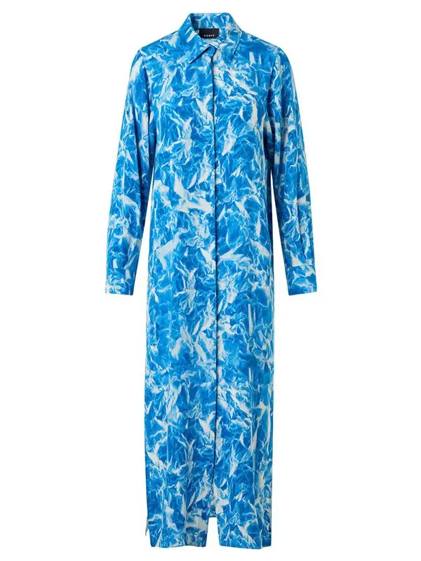 Akris Printed Silk Crepe Midi Shirt Dress - Twilight