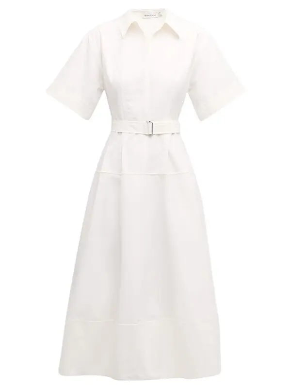 Simkhai Deanna Belted Poplin Shirtdress - White