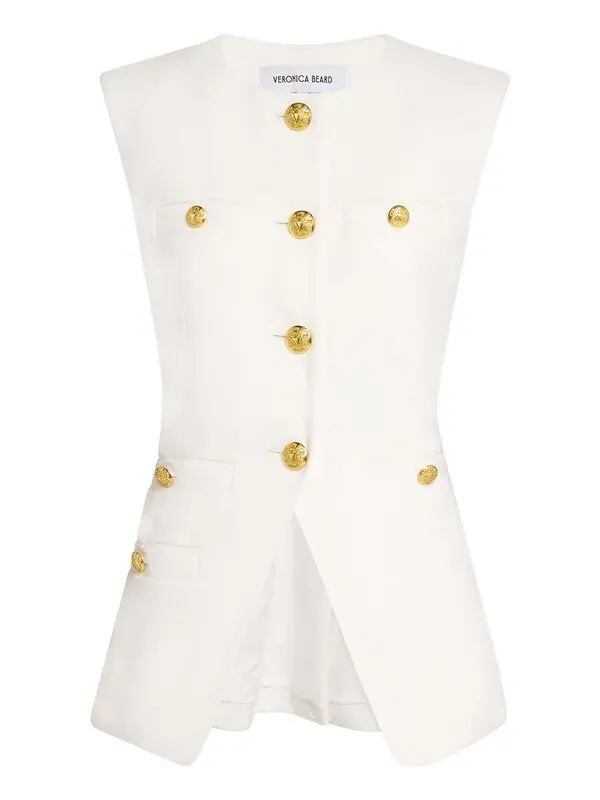 Veronica Beard Tamara Tailored Vest - Offwht