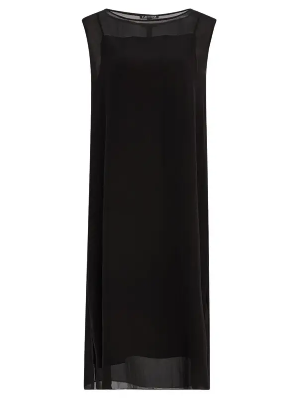 Eileen Fisher Bateau-neck Sheer Silk Georgette Midi Dress - Black