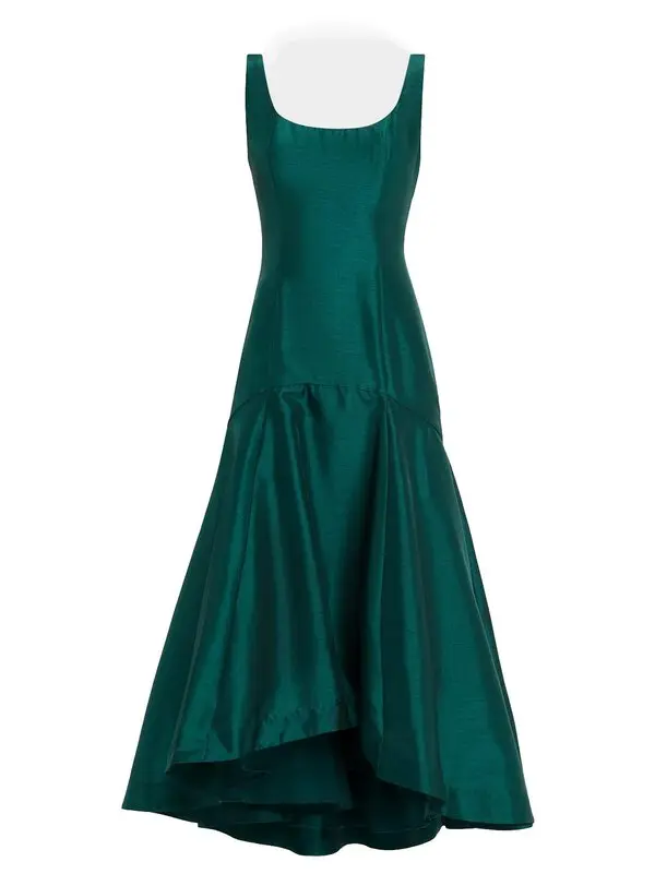 HUTCH Alaia High-low Shantung Maxi Dress - Forest
