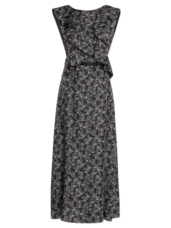 Max Mara Calesse Bow-print Midi Dress - Blkpat