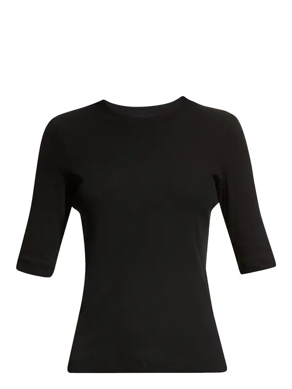 Rosetta Getty Cotton Cropped-sleeve T-shirt - Black
