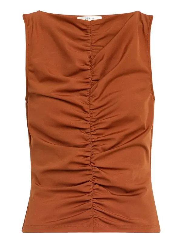 FRAME Ruched Sleeveless Top - Chestnut
