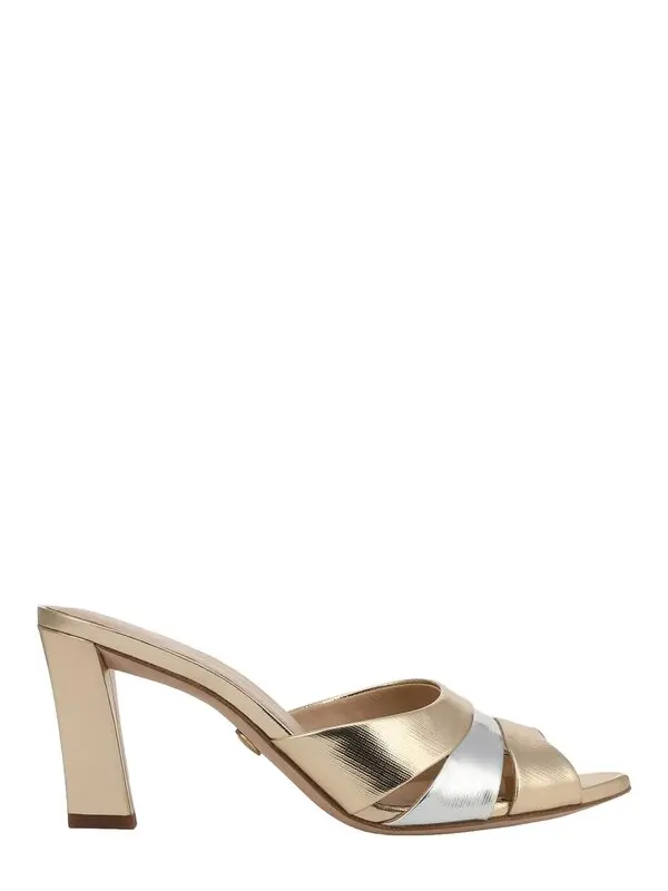 Veronica Beard Cassiel Dressal Leather Mule Sandals - Gold/silver