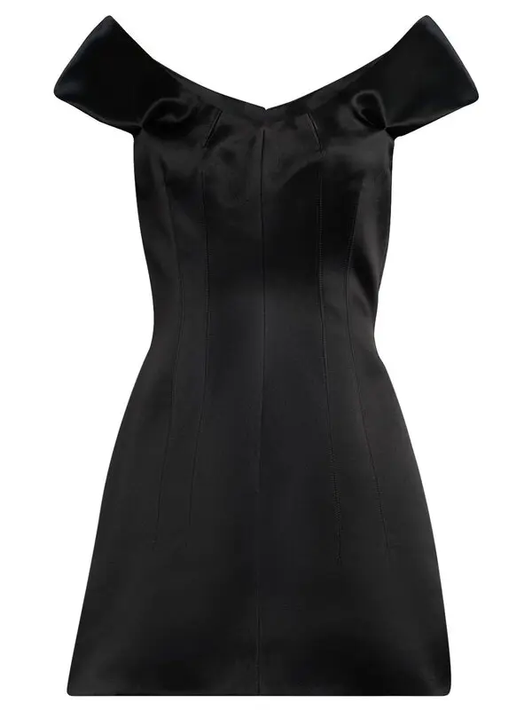 Alexander McQueen Off-the-shoulder Satin Crepe De Chine Mini Dress - 1000 Black