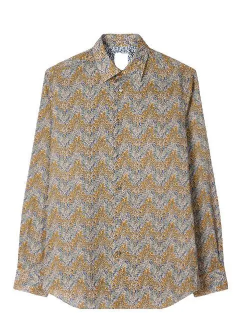 Paul Smith Tailored-fit Yellow And 'liberty Floral' Print Shirt - Blue
